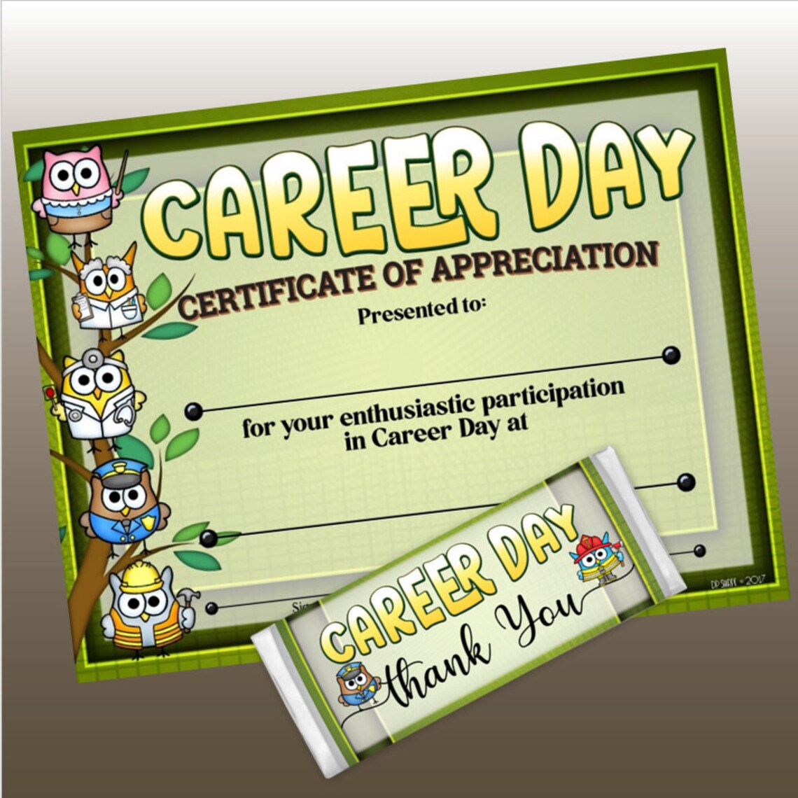 Career Day Certificates With Candy Wrappers, Powerpoint Certificates ...