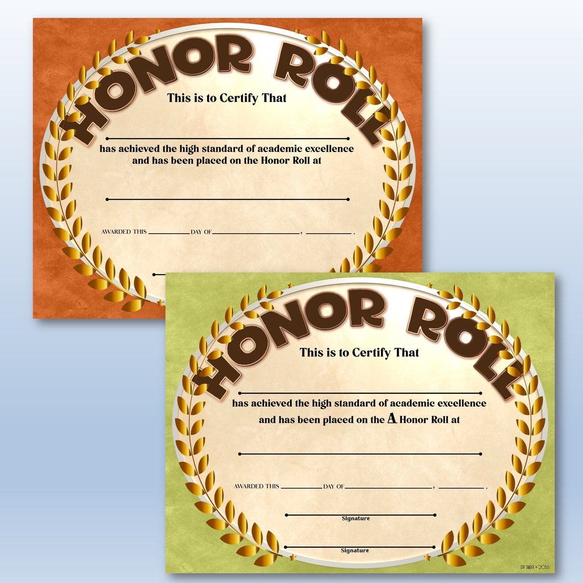 Honor Roll Powerpoint Certificates, Fillable Certificates, Academic ...