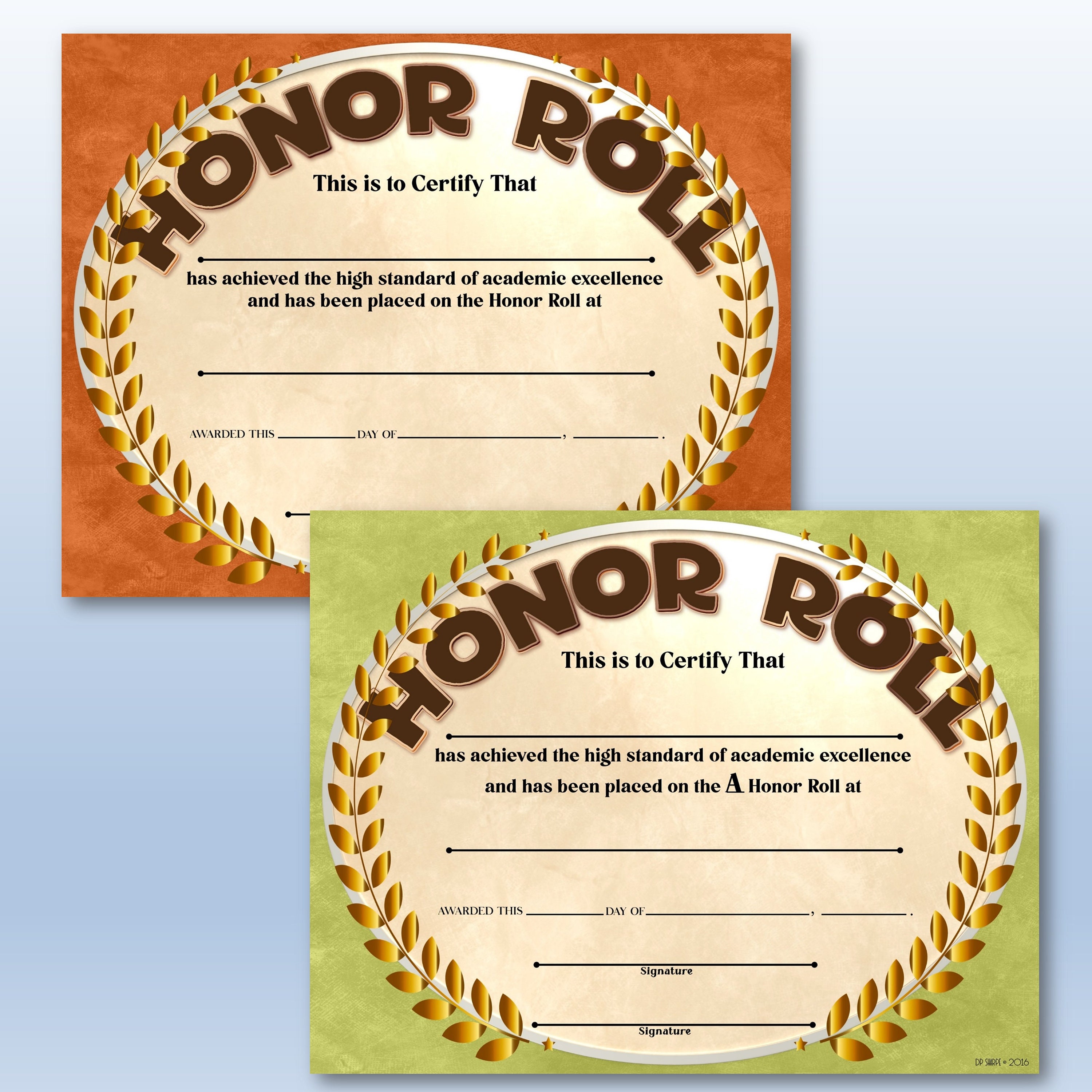 Honor Roll Powerpoint Certificates, Fillable Certificates, Academic ...