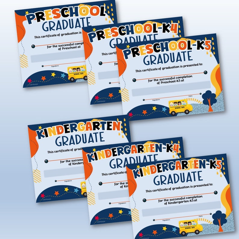 Preschool Kindergarten End of Year Graduation Certificates - Etsy