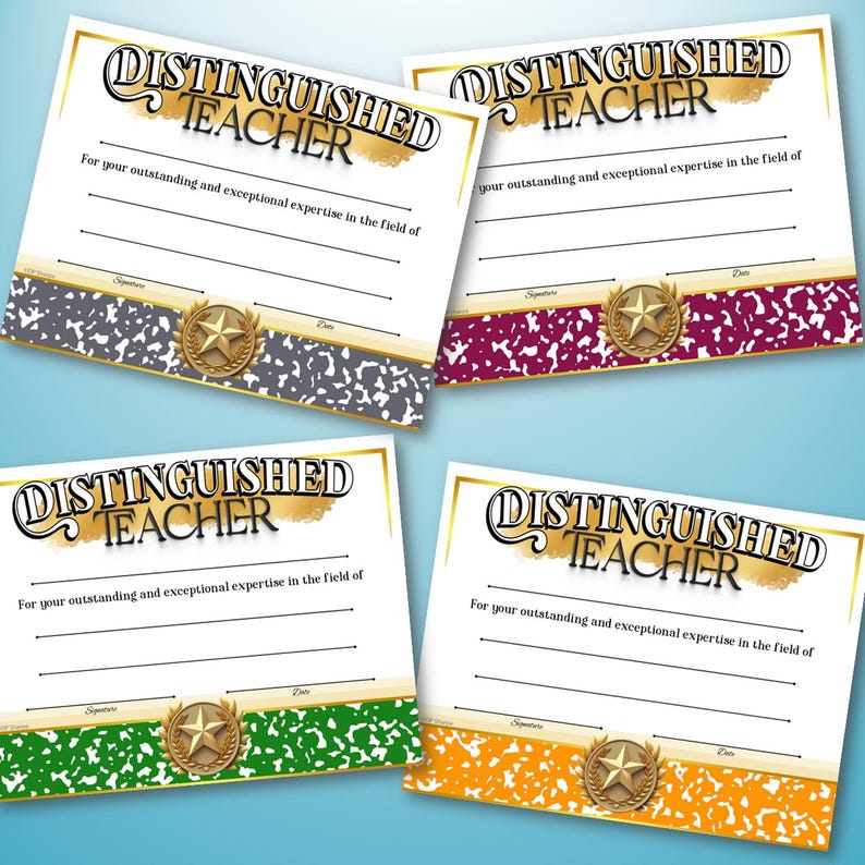 Distinguished Teacher Certificates - Etsy