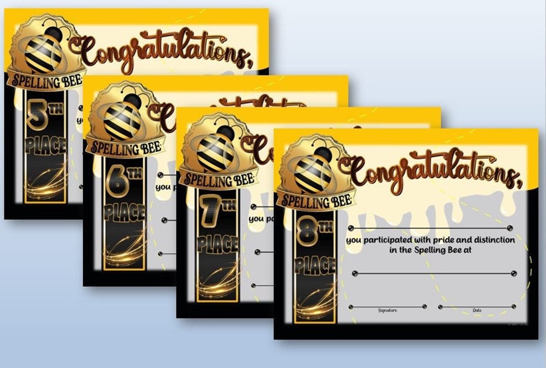 Spelling Bee Winners Certificates, Powerpoint Certificates, Spelling ...