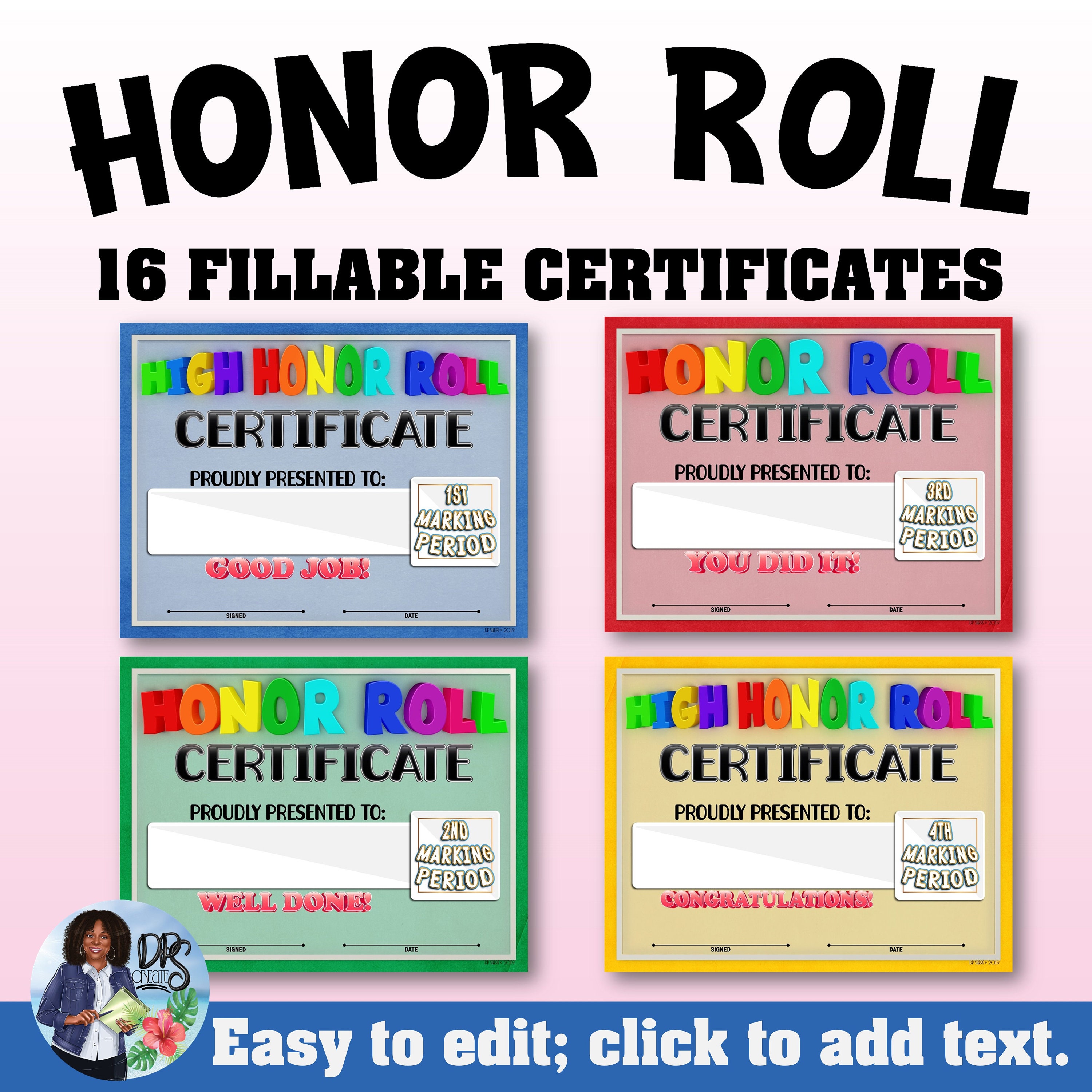 Honor Roll Certificates, Powerpoint Certificates, School Certificates ...