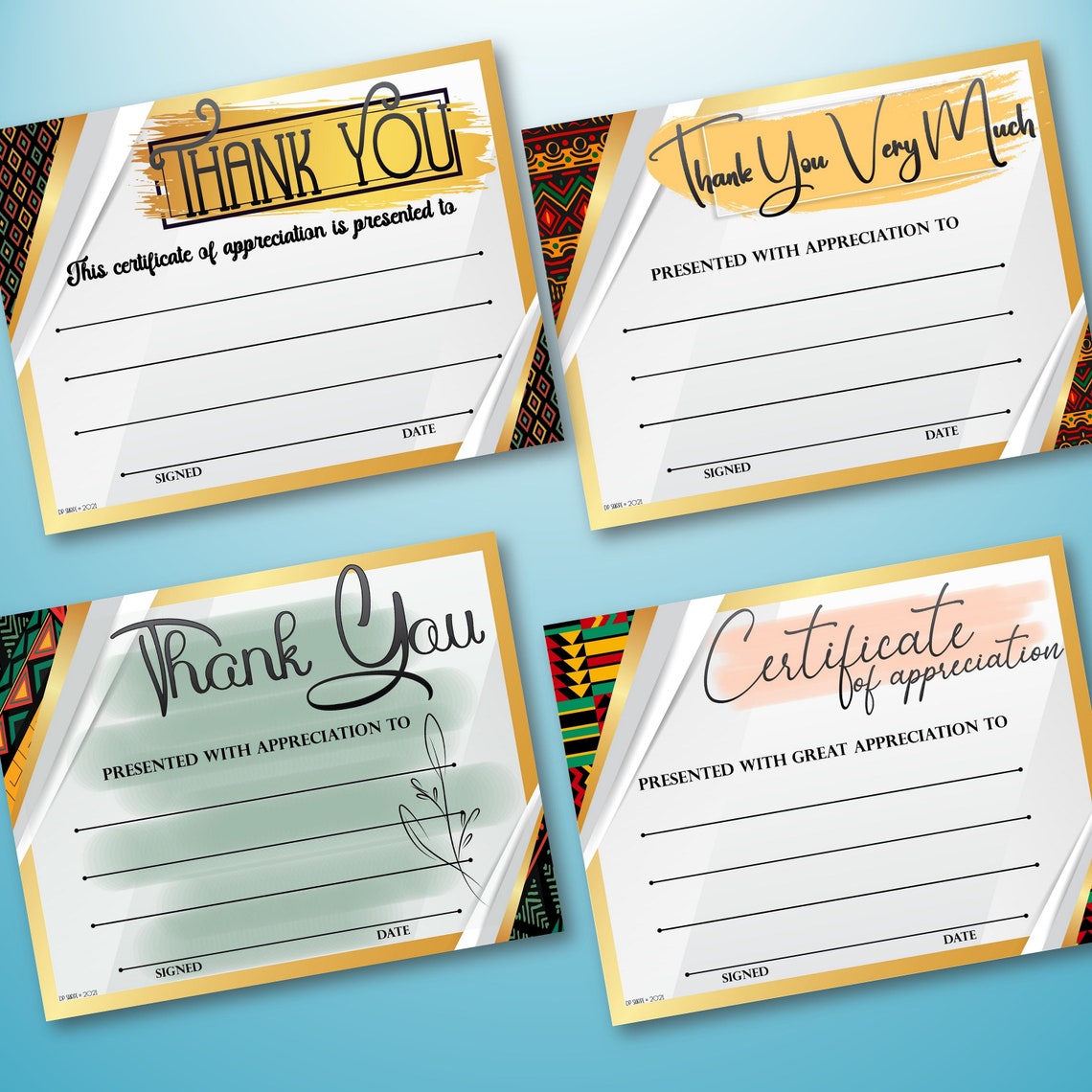 Thank You/appreciation Kente Powerpoint Certificates, Fillable ...