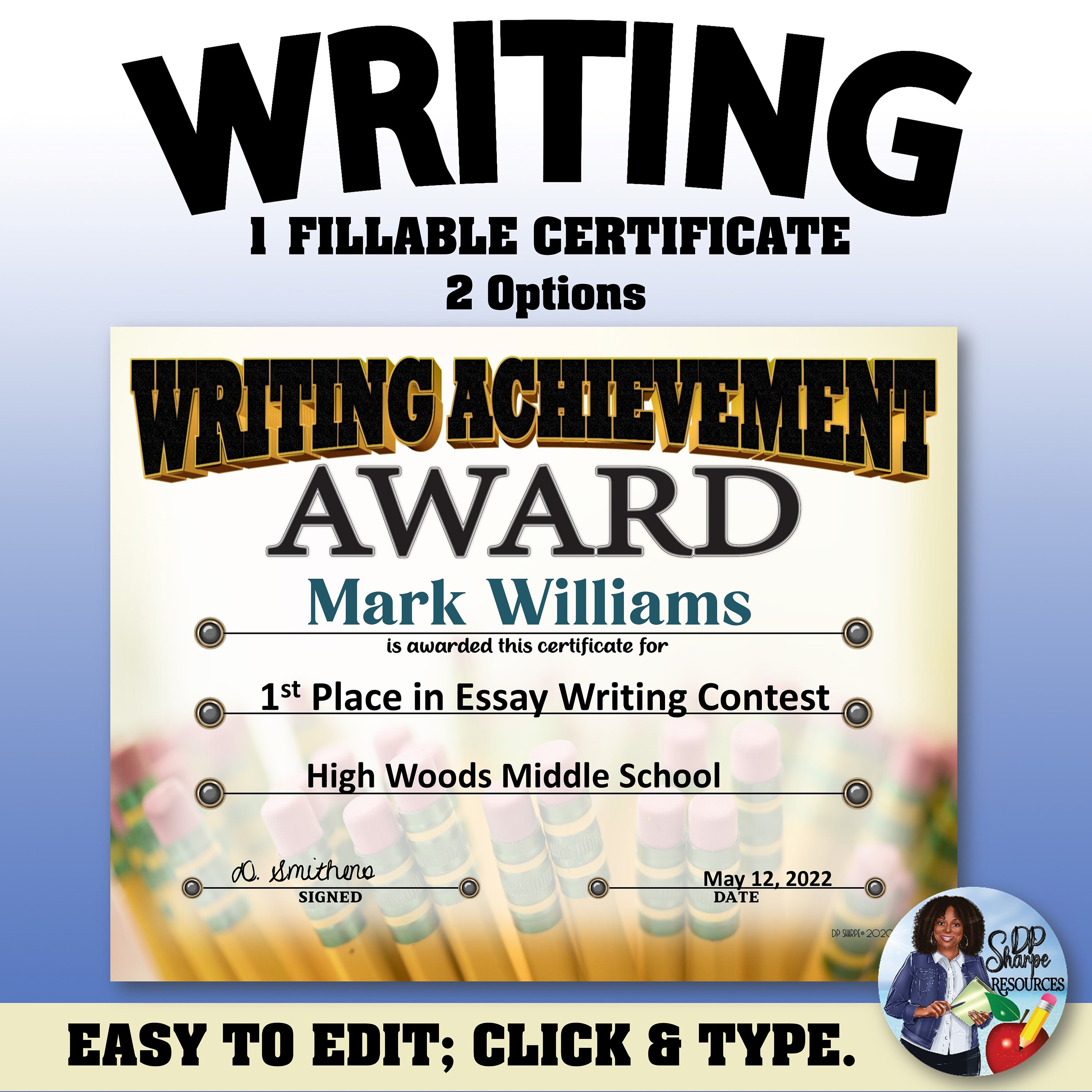 Writer Powerpoint Certificate, Powerpoint Certificate, Writer ...