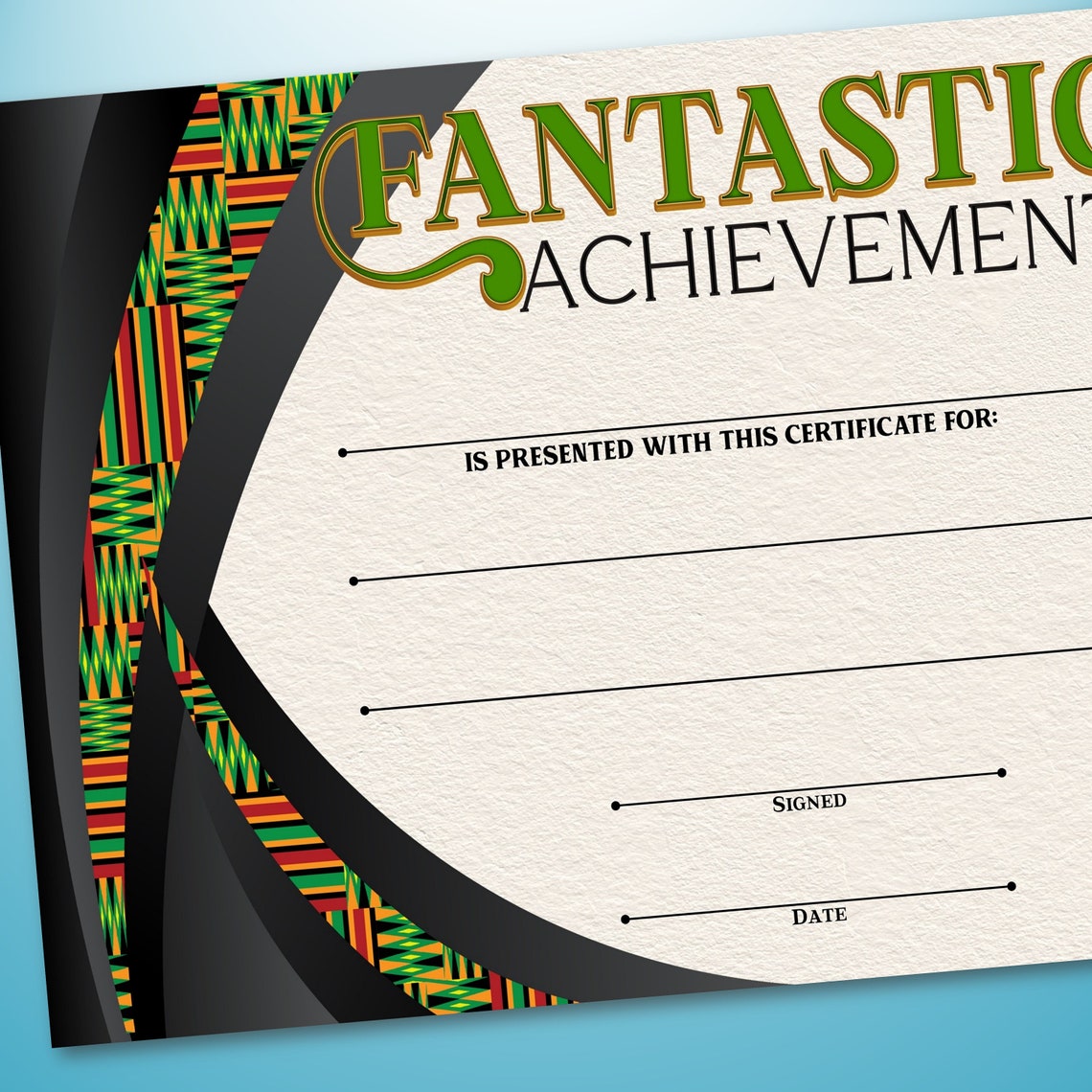 Kente Achievement/recognition Powerpoint Certificate, Fillable ...