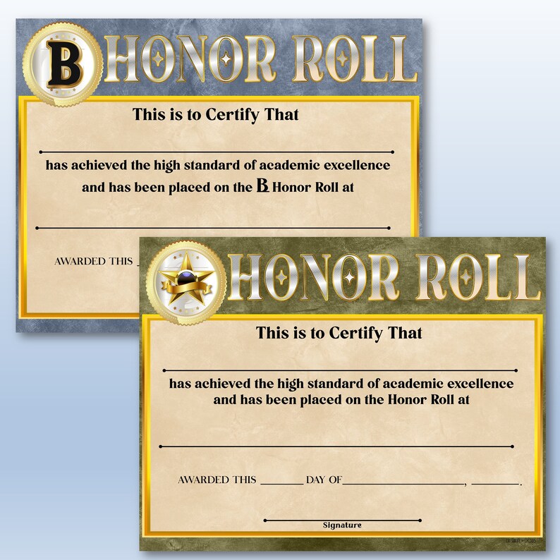 Honor Roll Powerpoint Certificates, Fillable Certificates, Academic ...