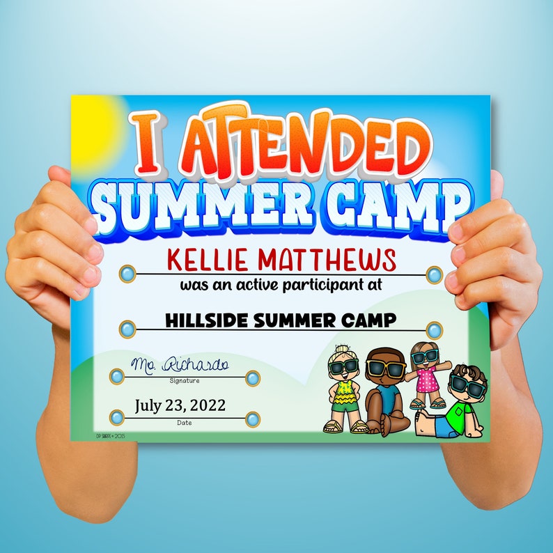 Summer Camp Certificate Fillable Certificates Powerpoint - Etsy