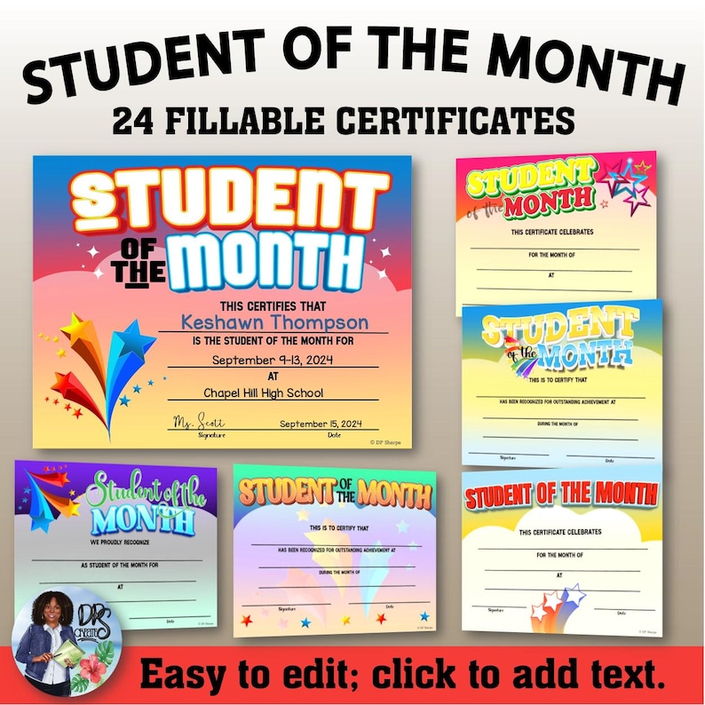 Student of the Month Certificates - Etsy