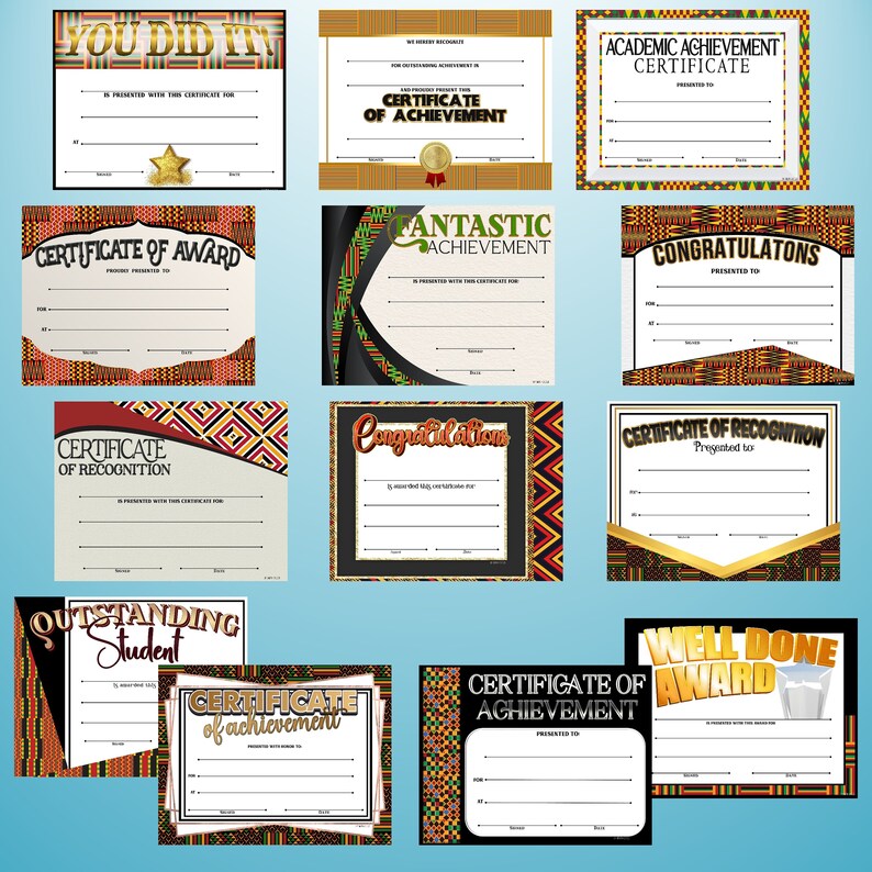 Achievement and Recognition Powerpoint Certificates, Kente Theme ...