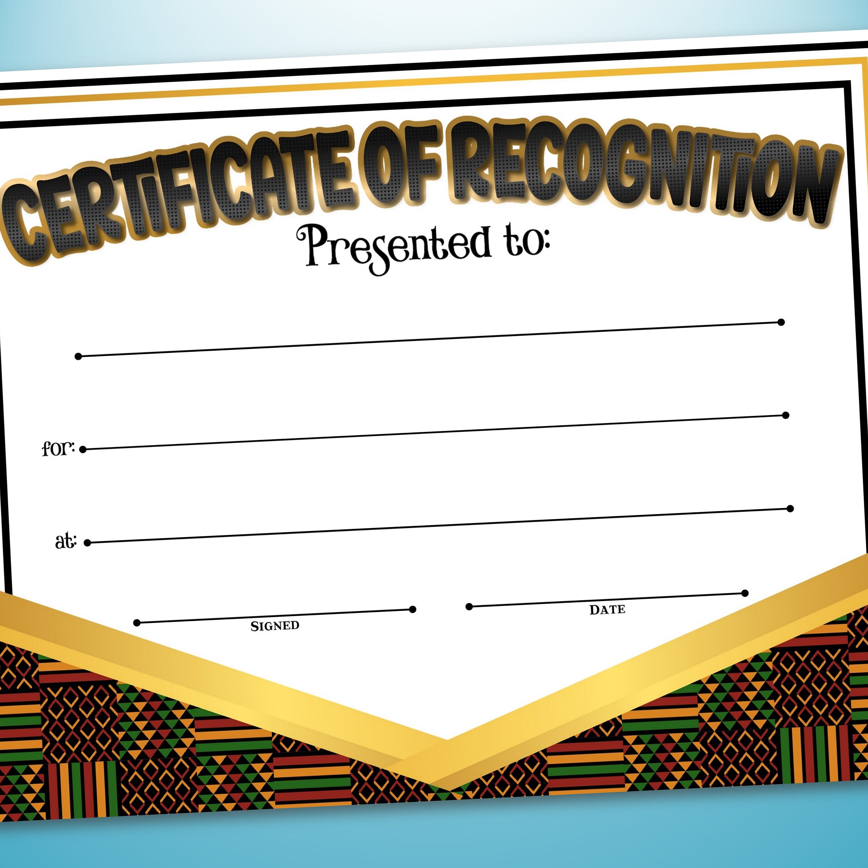 Kente Achievement/recognition Powerpoint Certificate, Fillable ...