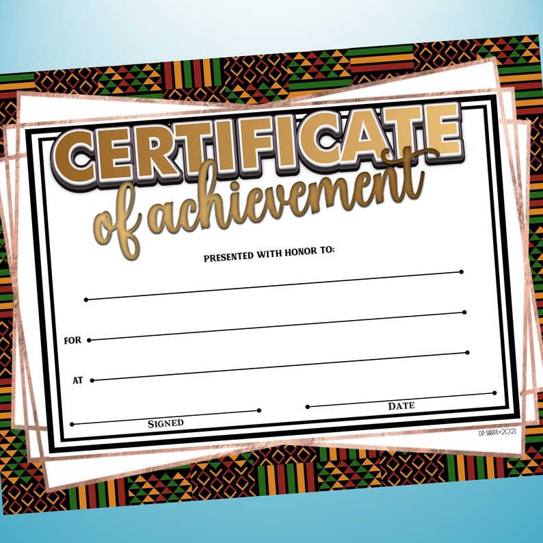 Kente Achievement/recognition Powerpoint Certificate, Fillable ...