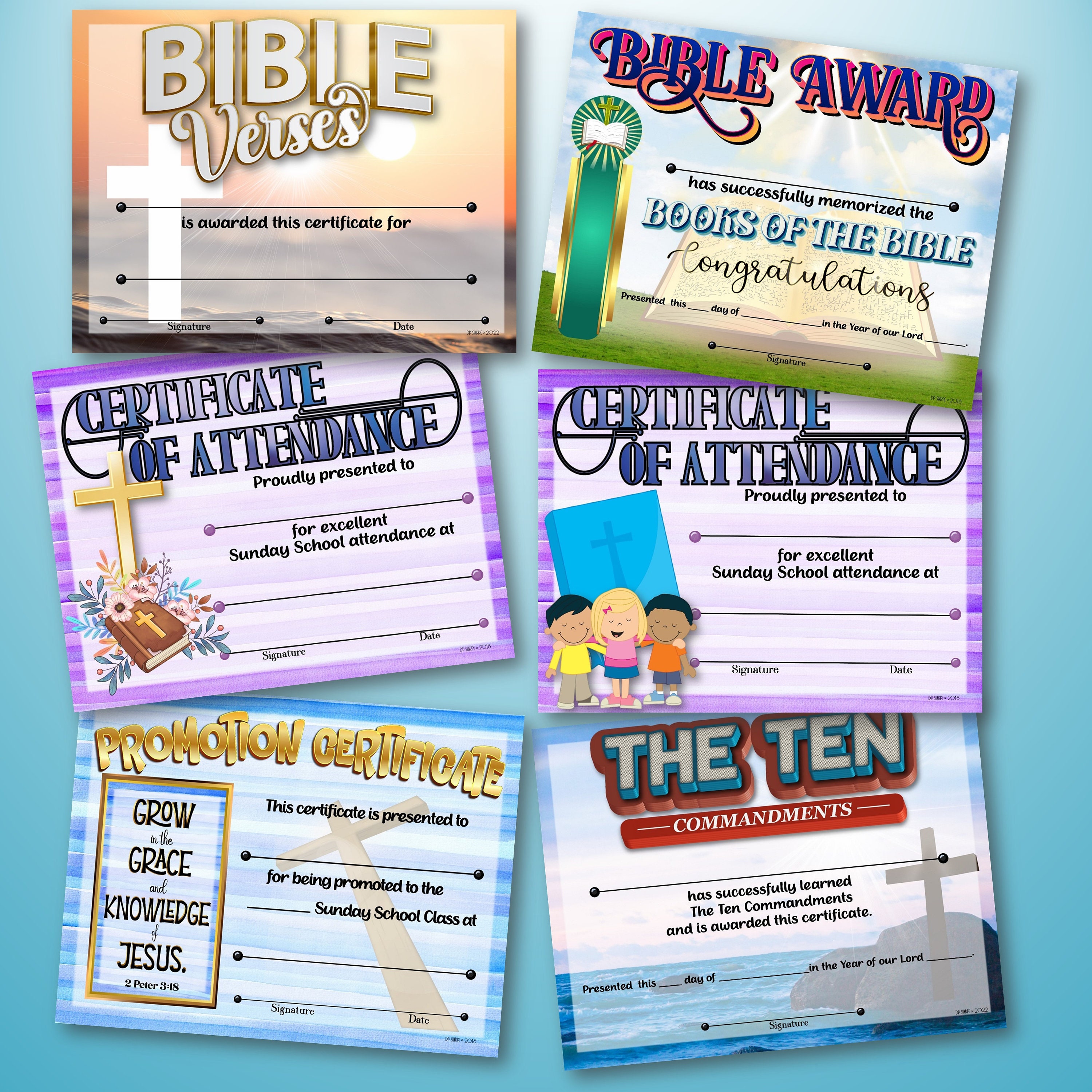 Sunday School and Bible Certificates, Powerpoint, Templates, Editable ...