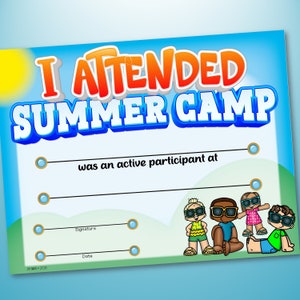 Summer Camp Certificate, Fillable Certificates, Powerpoint, Templates ...