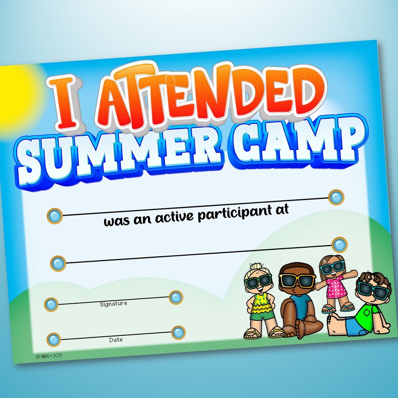 Summer Camp Certificate, Fillable Certificates, Powerpoint, Templates ...