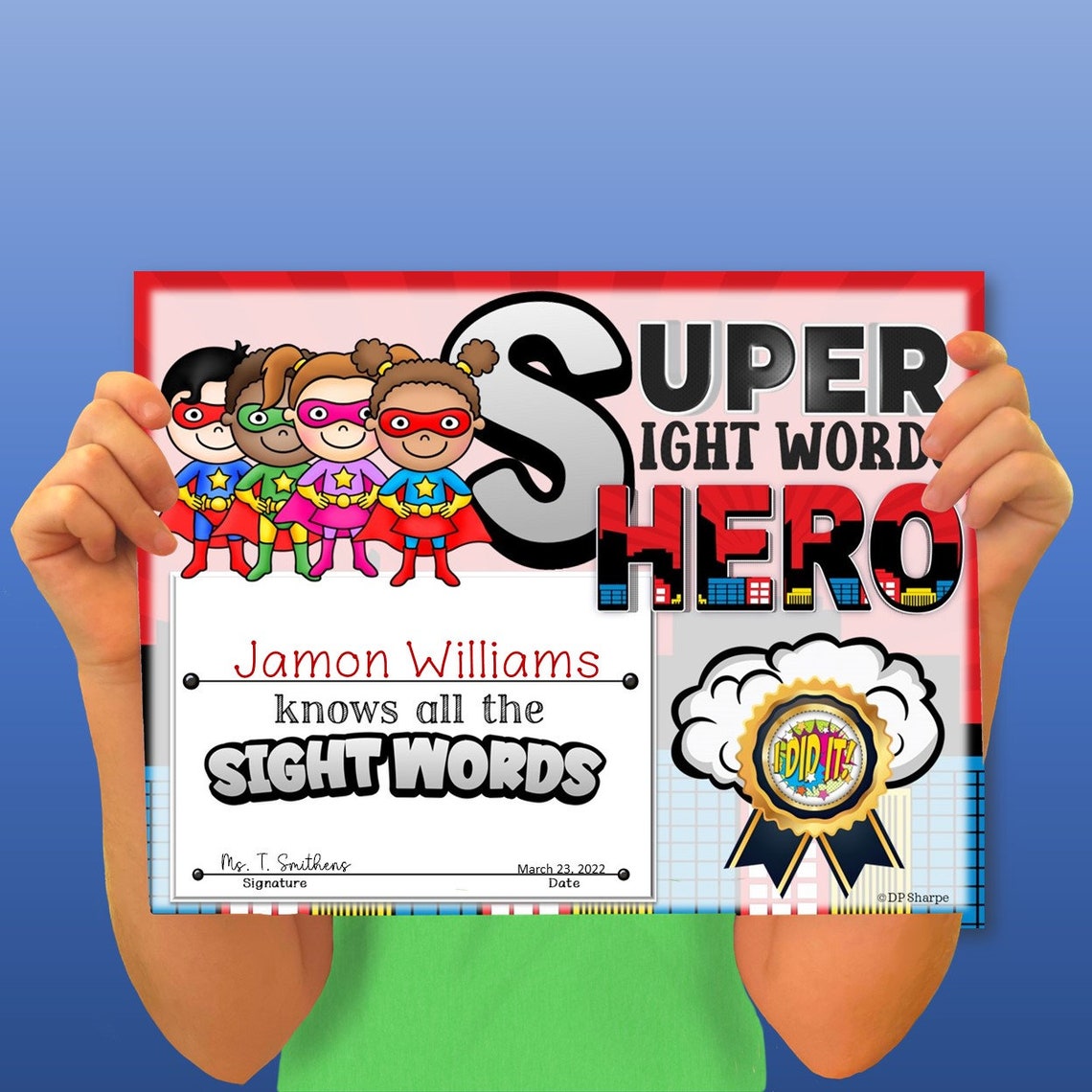 Sight Words Super Hero Certificate - Etsy UK