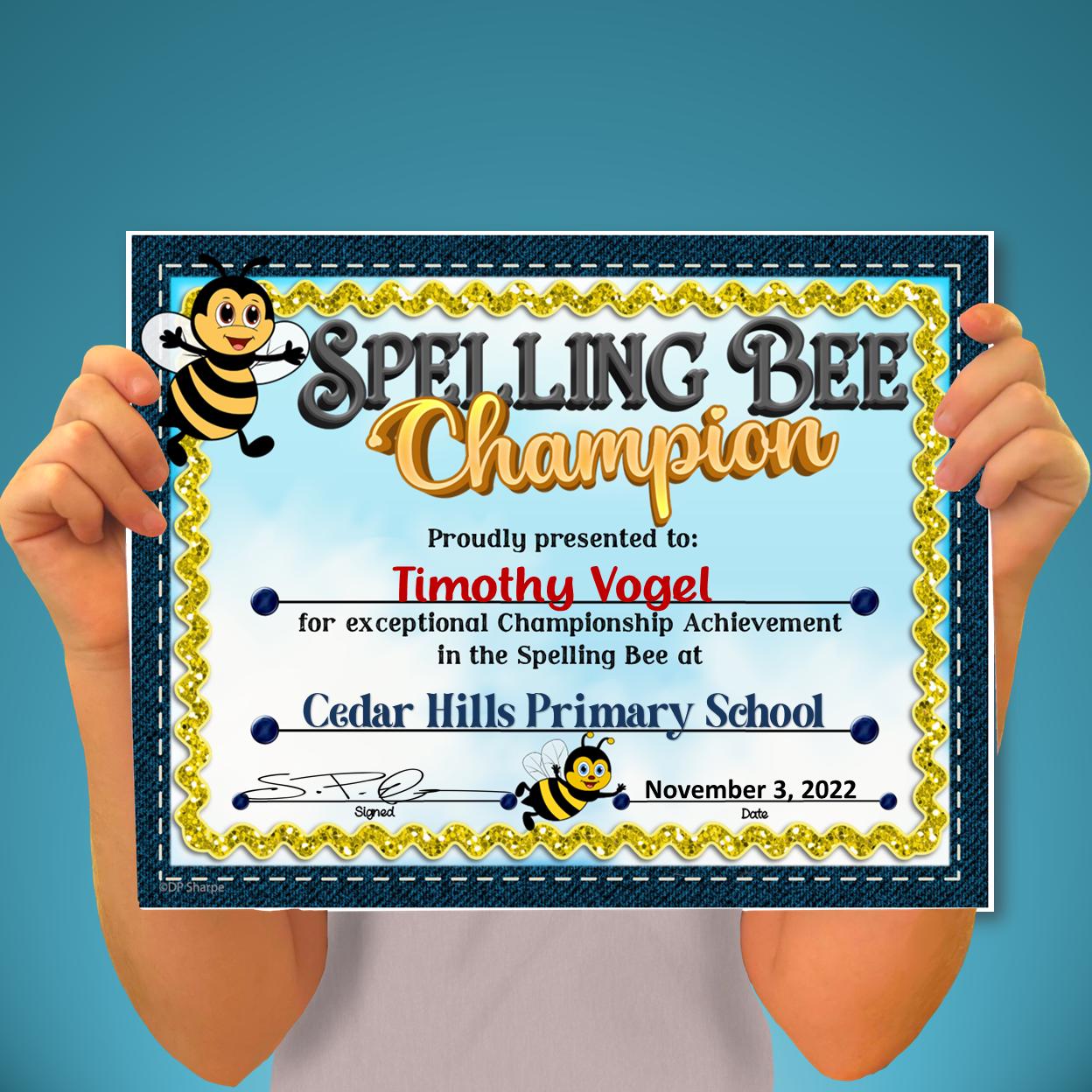 Spelling Bee Certificate Template