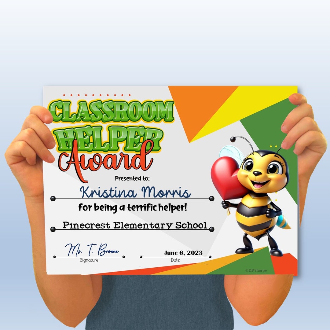 Classroom Helper Certificate - Etsy