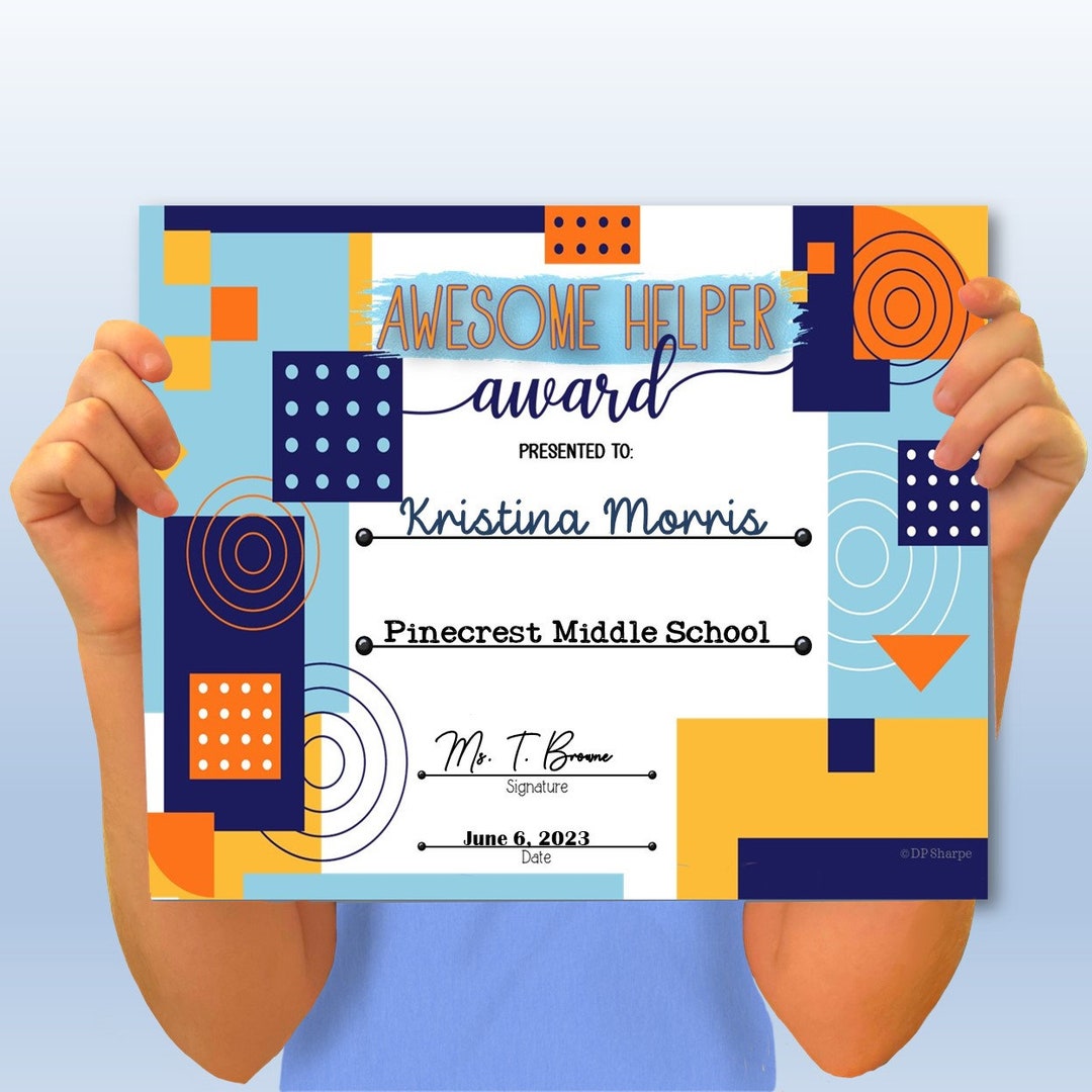 Classroom Helper Certificate - Etsy