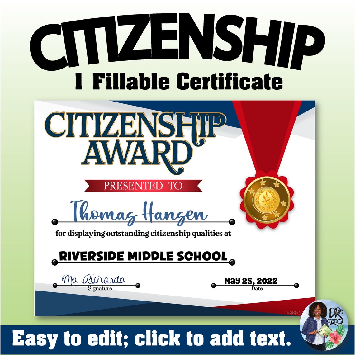 Citizenship Certificate, Powerpoint Certificates, School Certificates ...