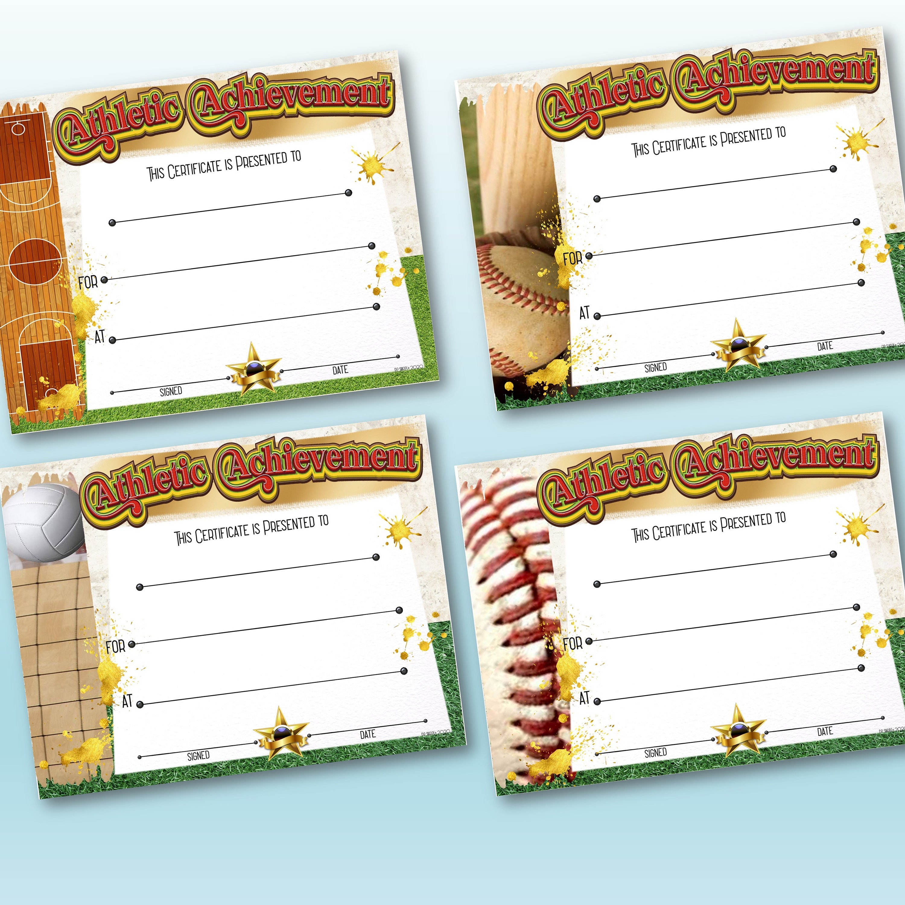 Sports/athletic Certificates Powerpoint Certificates School - Etsy