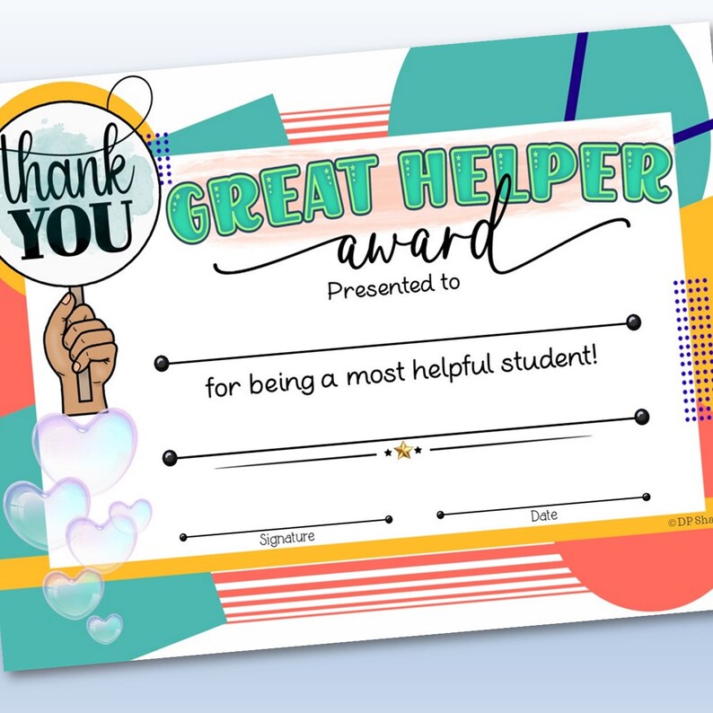 Classroom Helper Certificate - Etsy