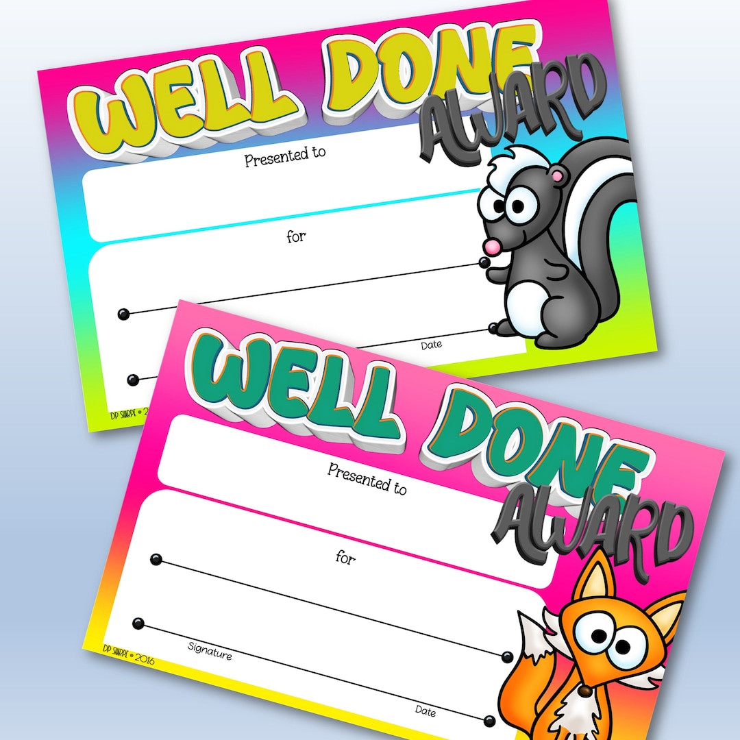 Well Done Certificates Powerpoint Certificates School - Etsy