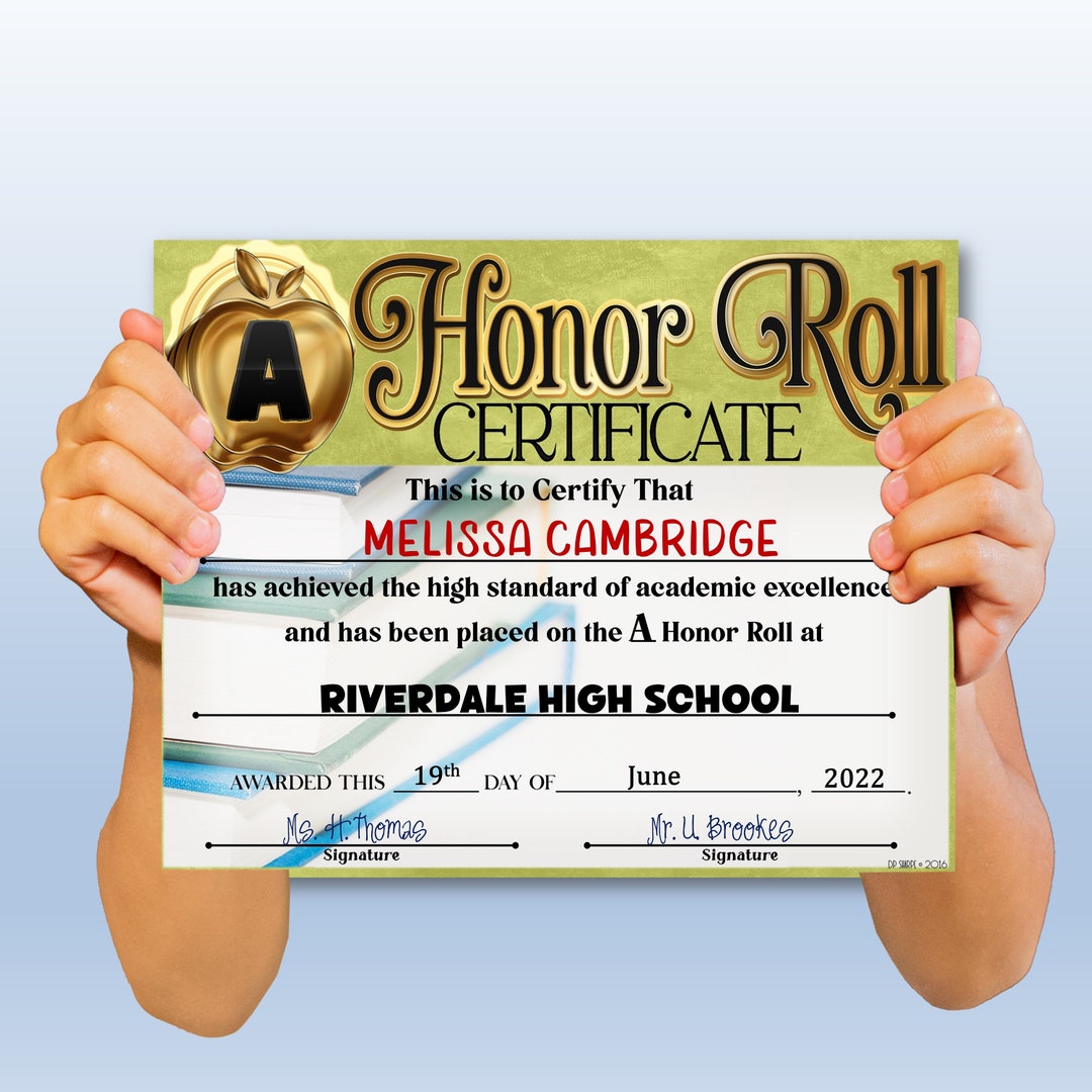 Honor Roll Powerpoint Certificates, Fillable Certificates, Academic ...