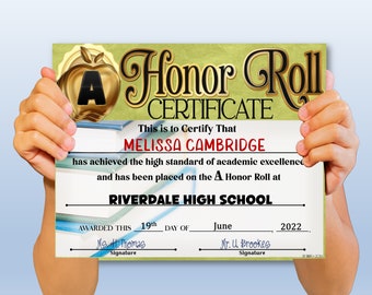 Honor Roll Powerpoint Certificates, Fillable Certificates, Academic ...