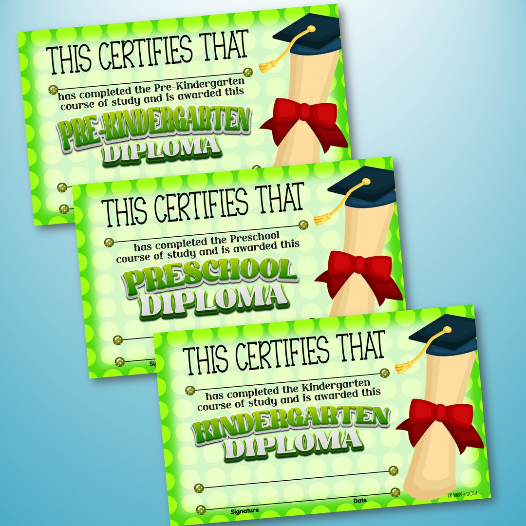 Graduation Certificates, Pre-k, Kindergarten, Preschool- Medal and ...