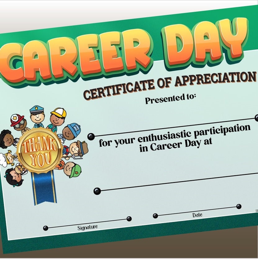 Career Day Certificates With Candy Wrappers, Powerpoint Certificates ...