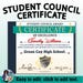 Student Council Certificate - Etsy