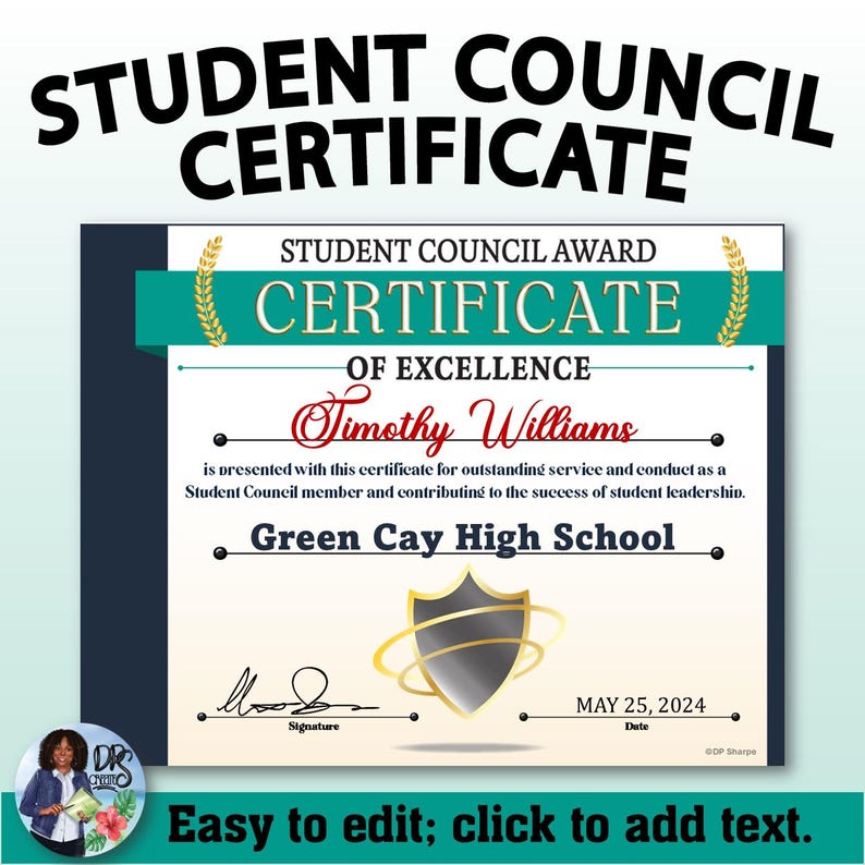 Student Council Certificate - Etsy