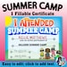 Summer Camp Certificate, Fillable Certificates, Powerpoint, Templates ...