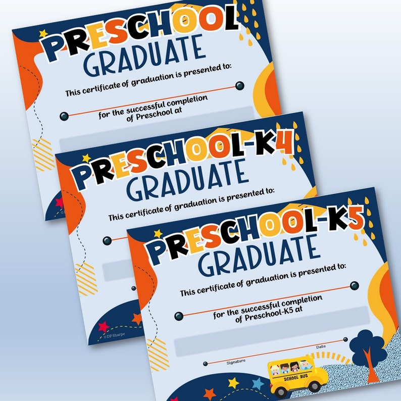 Preschool Kindergarten End of Year Graduation Certificates - Etsy