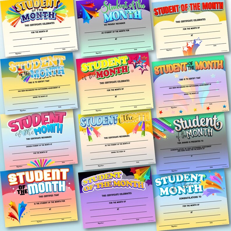 Student of the Month Certificates - Etsy