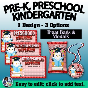 Graduation Certificates, Pre-k, Kindergarten, Preschool Medal and Treat ...