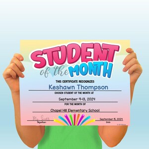Student of the Month Certificates - Etsy