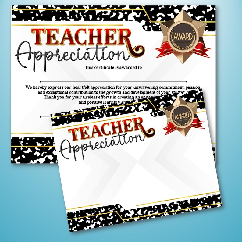 Teacher Appreciation Certificate - Etsy