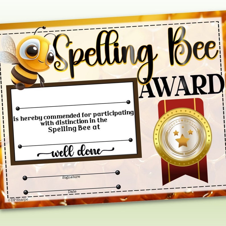 Spelling Bee Certificate - Etsy