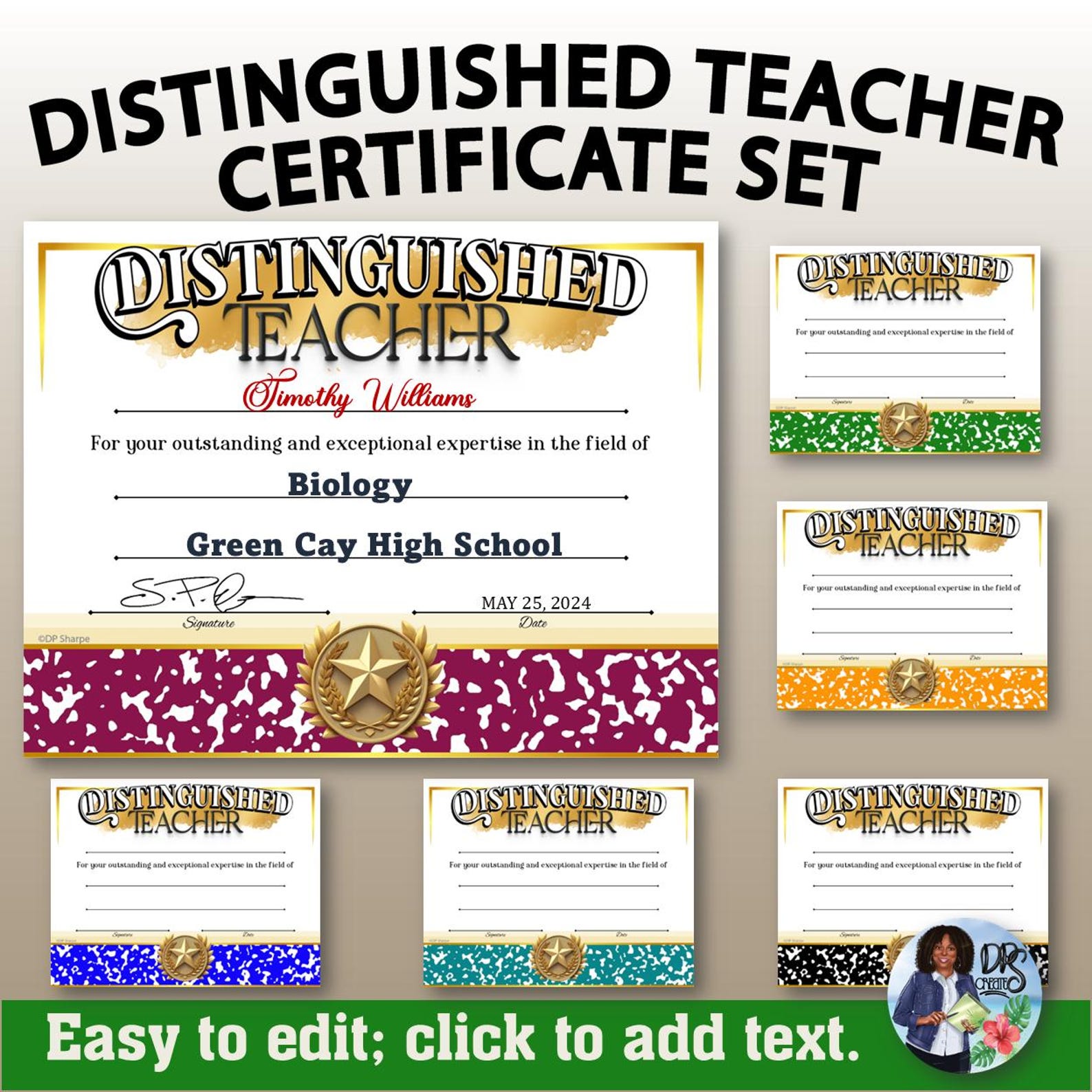Distinguished Teacher Certificates - Etsy