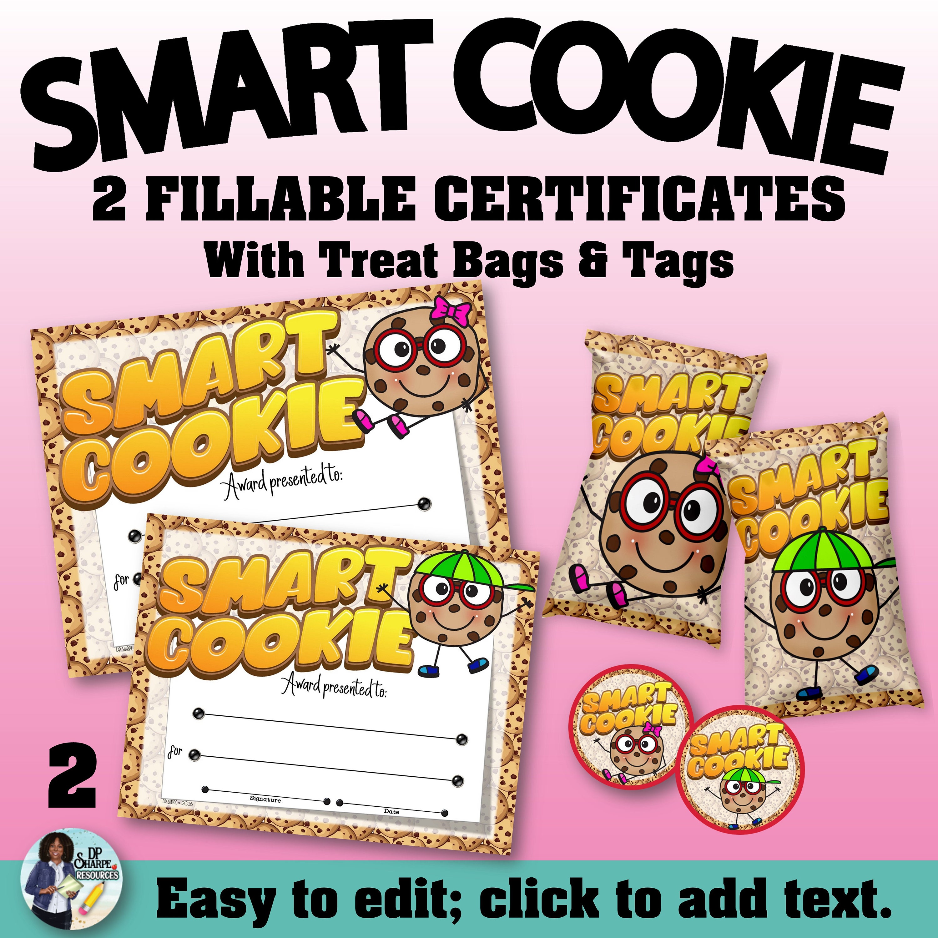 Smart Cookie Certificates With Treat Bag and Tag, Powerpoint ...