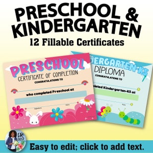 Preschool Kindergarten End of Year Graduation Certificates - Etsy