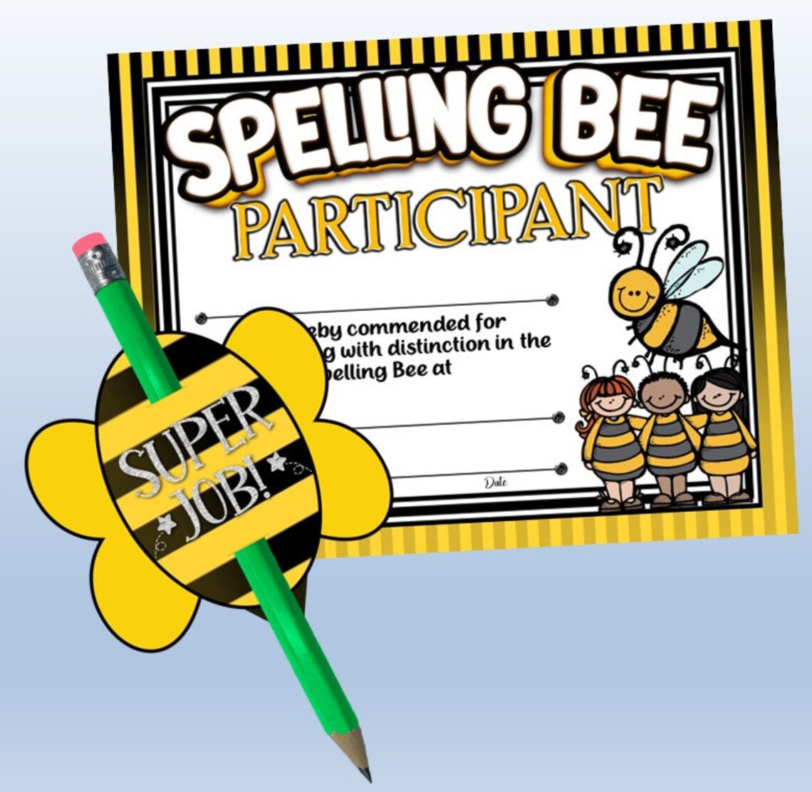 Spelling Bee Certificate With Candy Card, Powerpoint Certificates ...