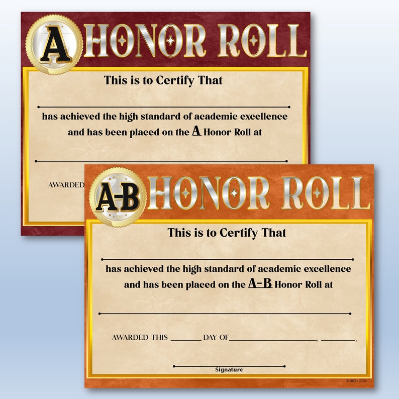 Honor Roll Powerpoint Certificates, Fillable Certificates, Academic ...