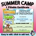 Summer Camp Certificate, Fillable Certificates, Powerpoint, Templates ...