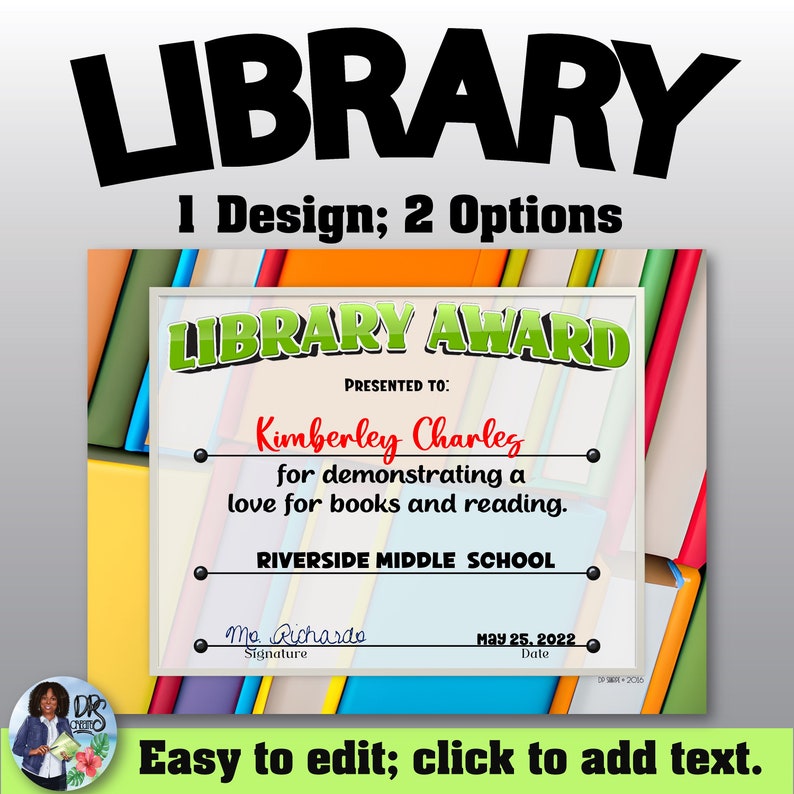 Library Certificates Powerpoint Certificates Templates - Etsy