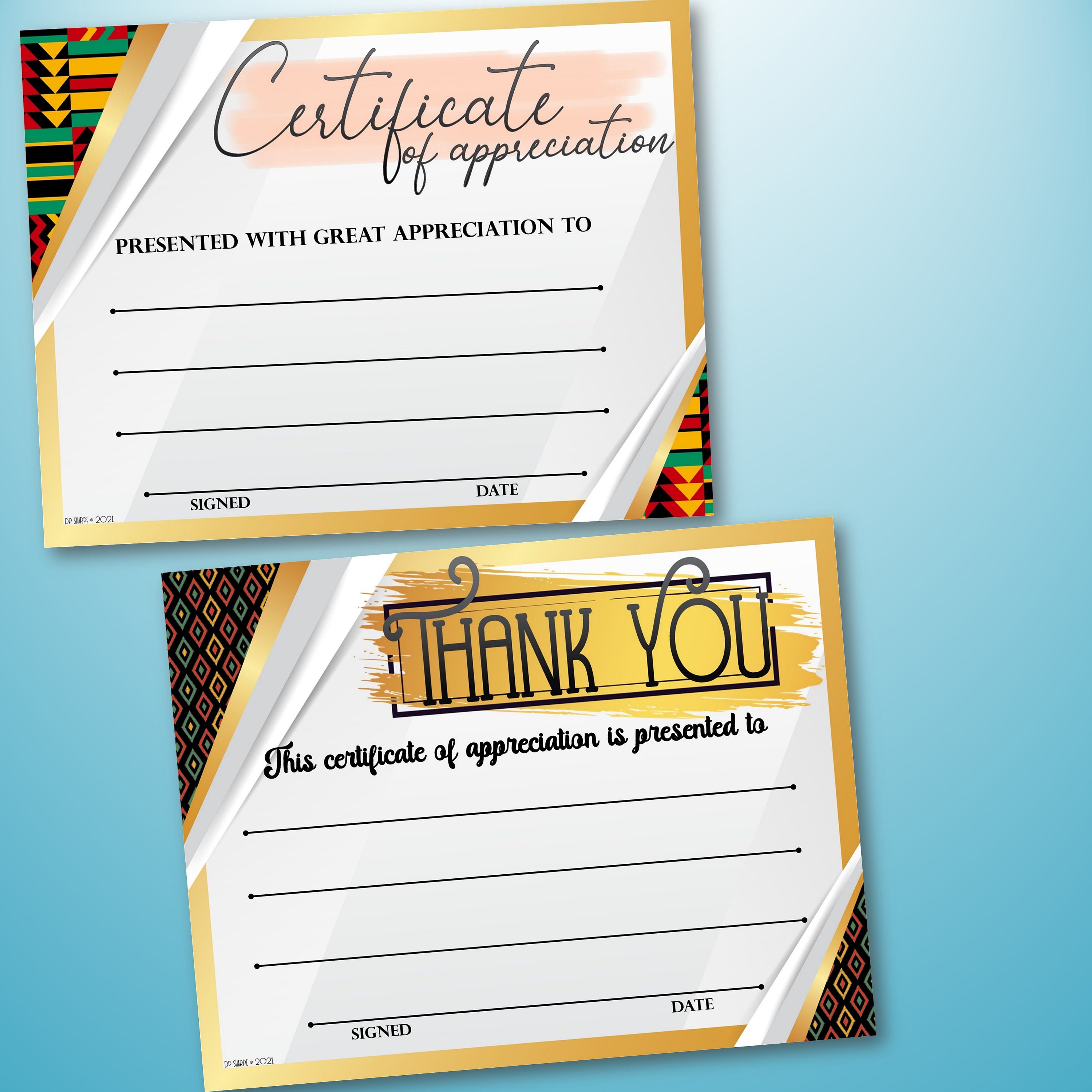 Thank You/appreciation Kente Powerpoint Certificates, Fillable ...