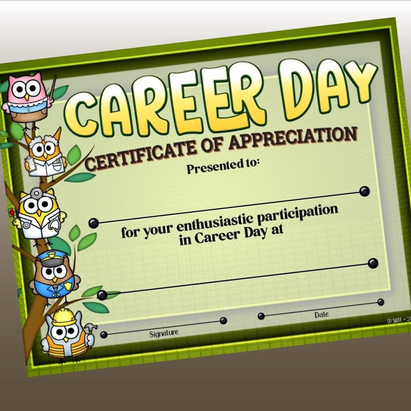 Career Day Certificates With Candy Wrappers, Powerpoint Certificates ...