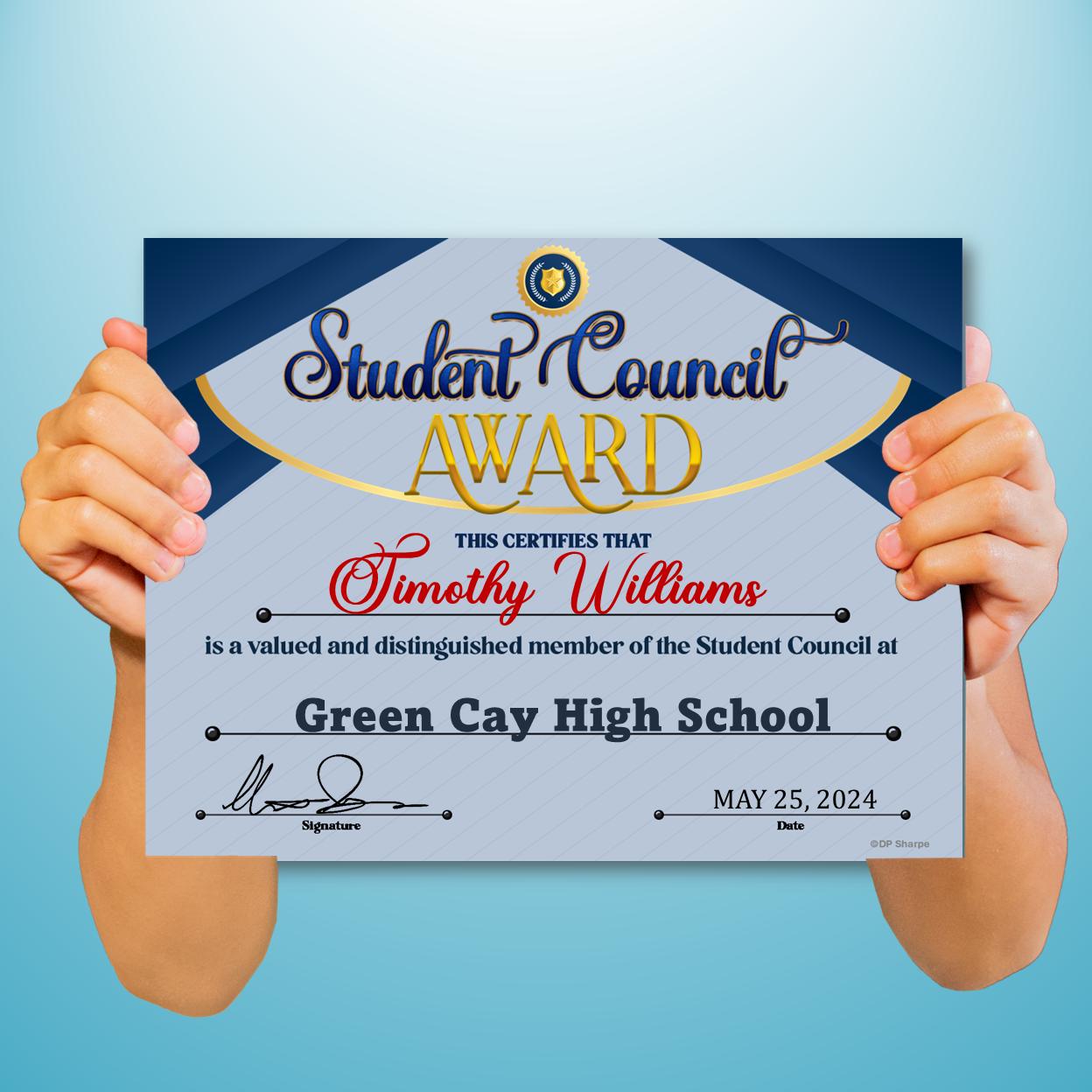 Student Council Certificate - Etsy